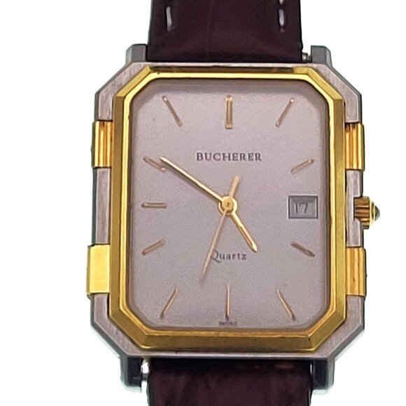 Bucherer | Accessories | Vintage Bucherer Tank Face Two Tone Watch ...